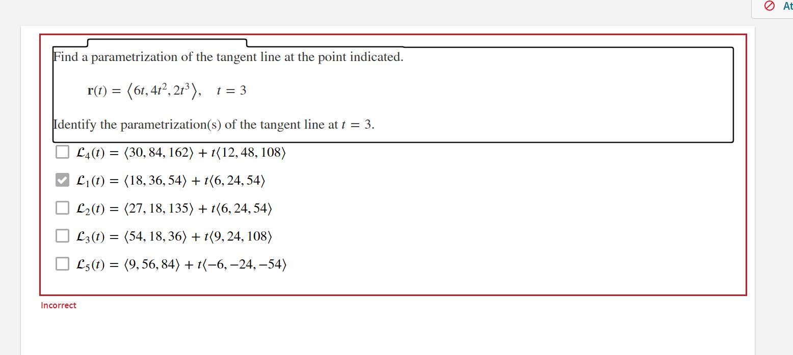Solved Find a parametrization of the tangent line at the | Chegg.com