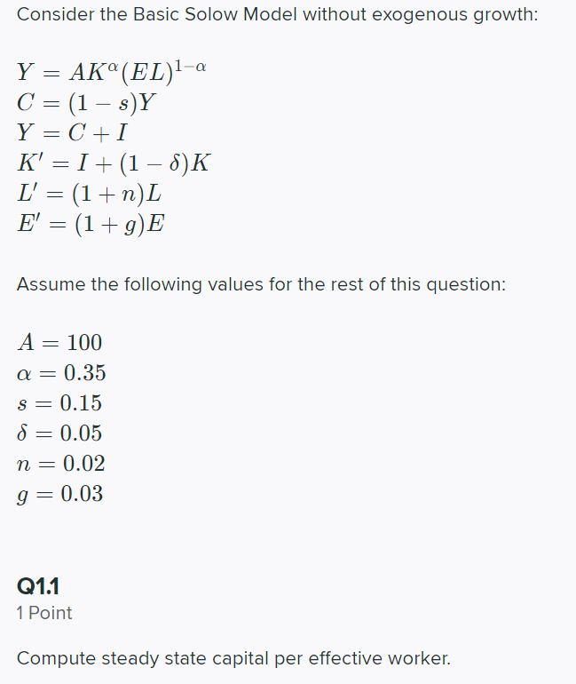 Solved Consider the Basic Solow Model without exogenous | Chegg.com