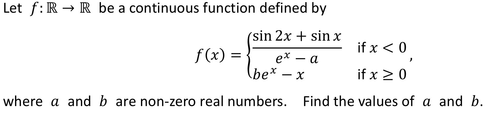 Solved Let f:R→R ﻿be a continuous function defined | Chegg.com