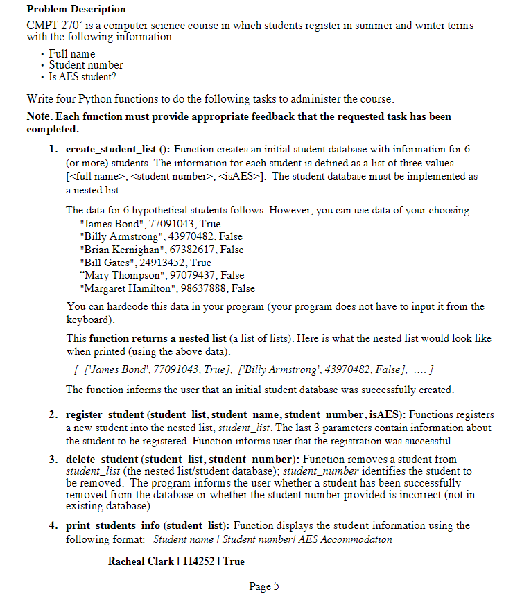 Solved Problem Description CMPT 270' is a computer science | Chegg.com