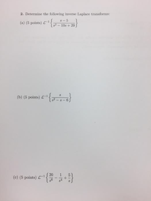 Solved Determine the following inverse Laplace transforms: | Chegg.com