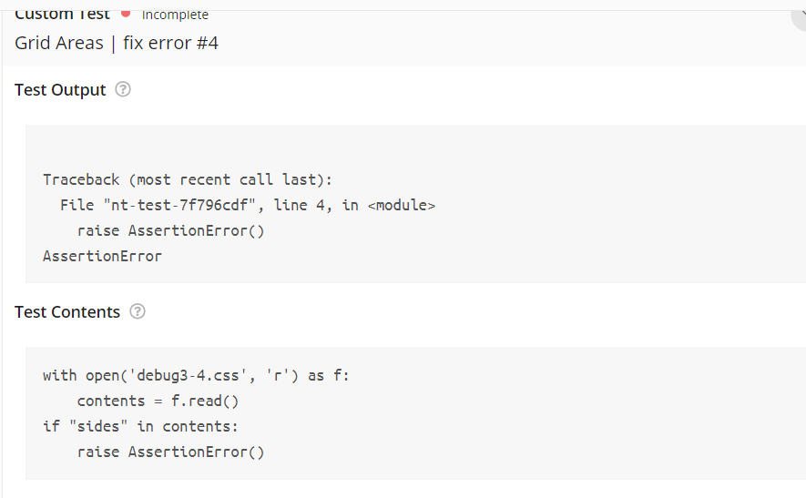 I need help debugging the grid areas in the | Chegg.com