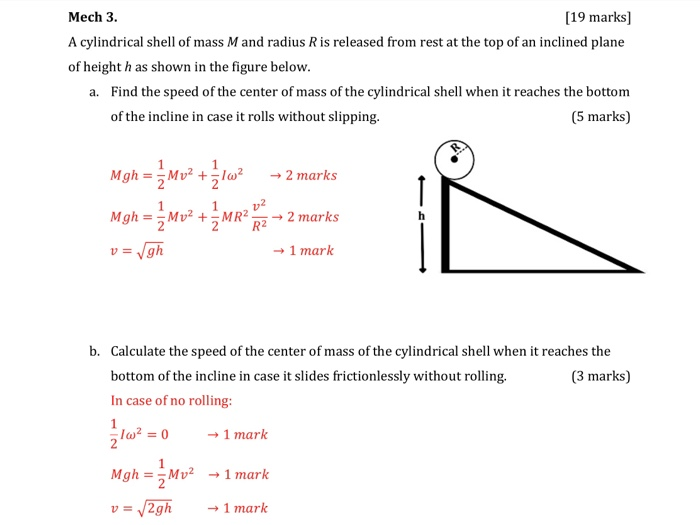 Solved (19 marks] Mech 3 A cylindrical shell of mass M and | Chegg.com