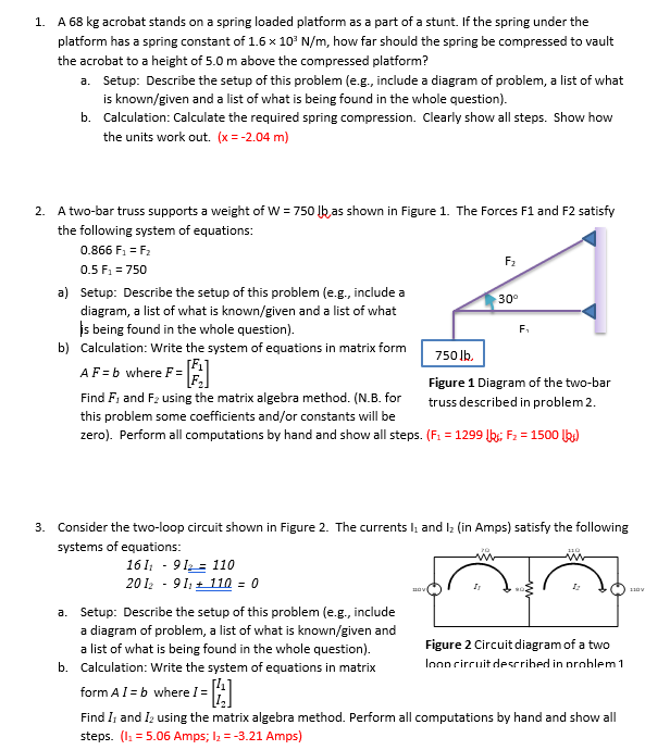 Solved A 68 kg acrobat stands on a spring loaded platform as | Chegg.com