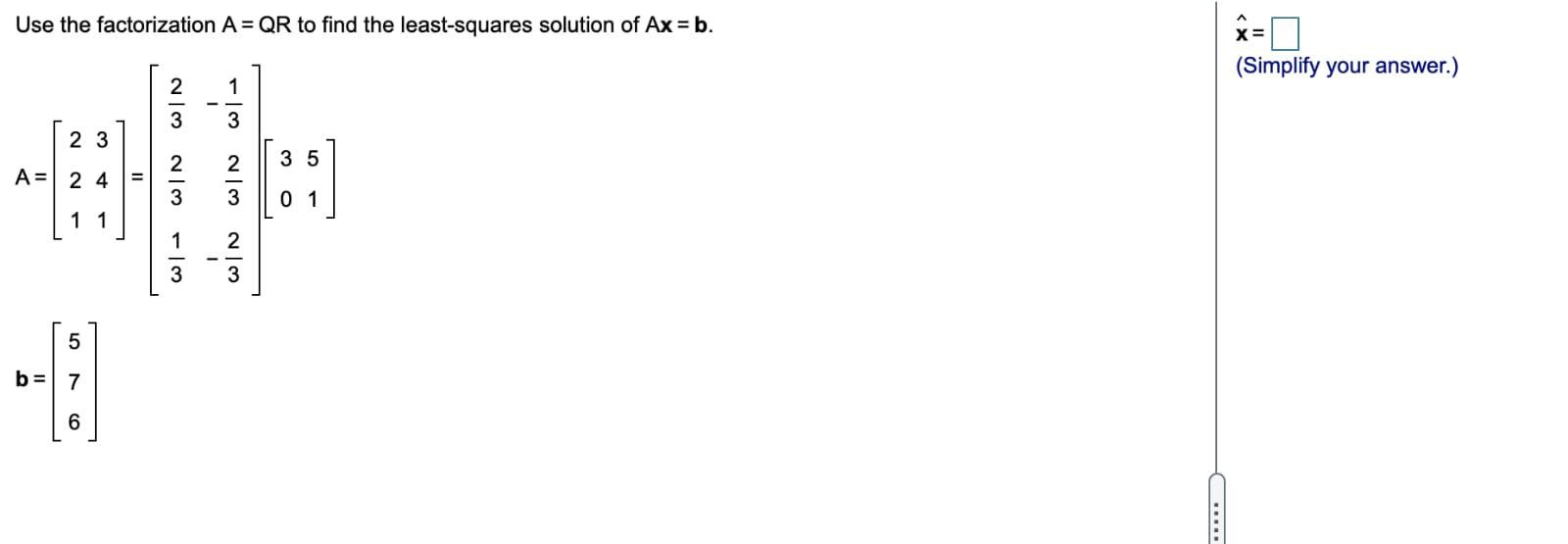 Solved An orthogonal basis for the column space of matrix | Chegg.com