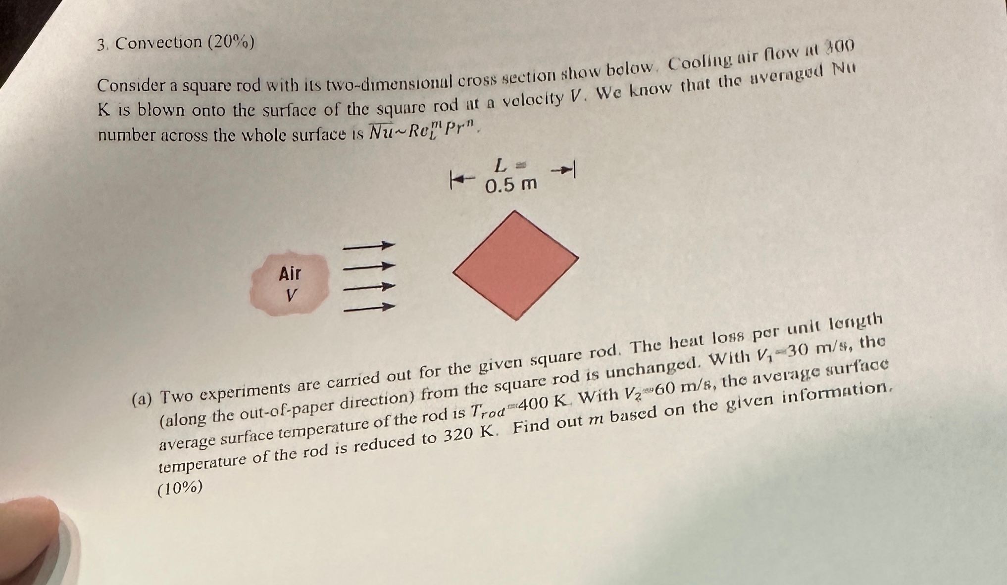 Solved Convection (20%)Consider a square rod with its two | Chegg.com