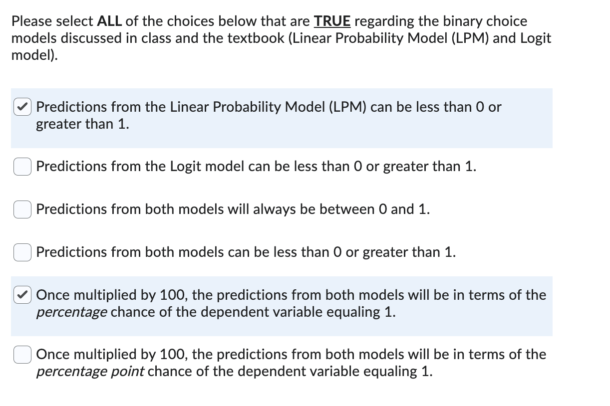 Solved Please select ALL of the choices below that are TRUE | Chegg.com
