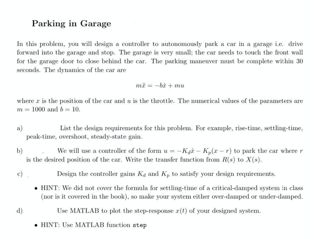 Solved Parking in Garage In this problem, you will design a | Chegg.com