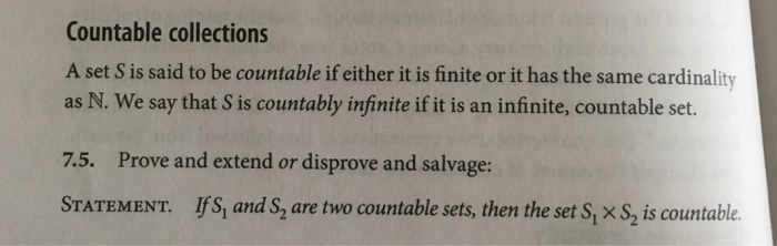Solved Countable collections A set S is said to be countable | Chegg.com