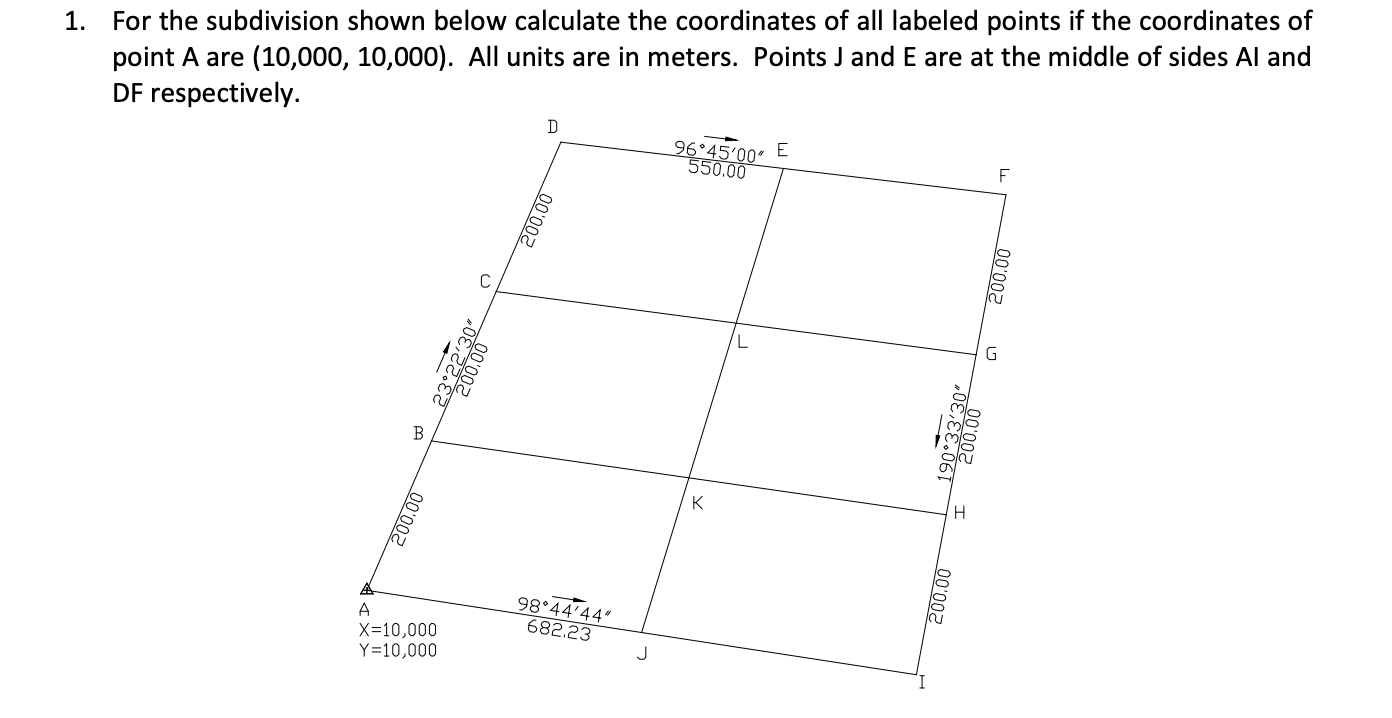 Solved 1. For the subdivision shown below calculate the | Chegg.com