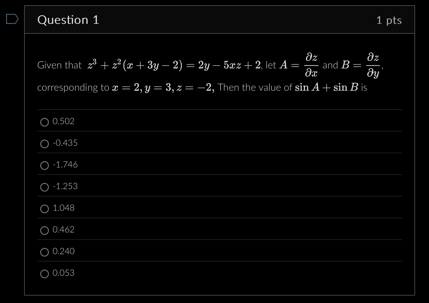 Solved Question 1Given that z3+z2(x+3y-2)=2y-5xz+2, ﻿let | Chegg.com