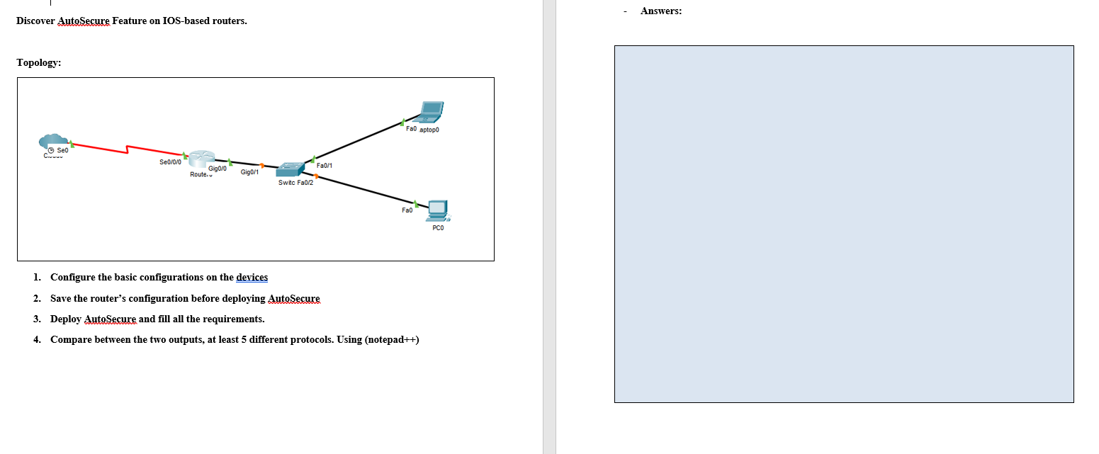 Solved Discover AutoSecure Feature on IOS-based routers. | Chegg.com