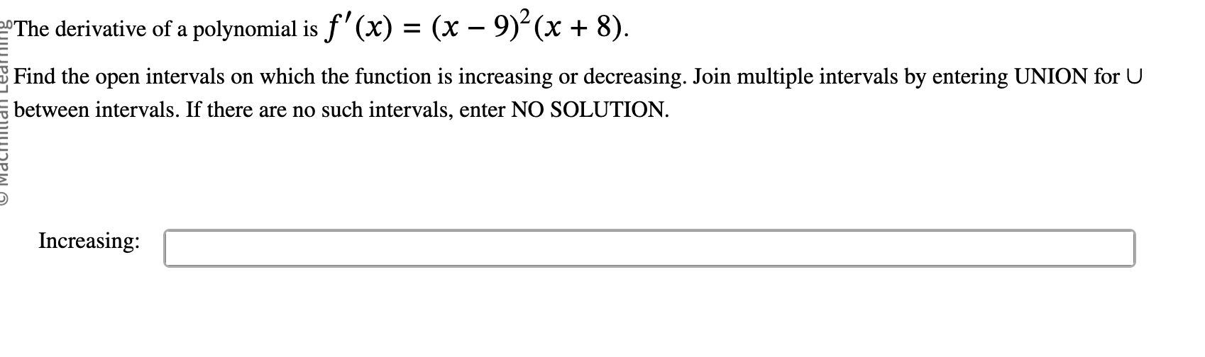 Solved The derivative of a polynomial is | Chegg.com