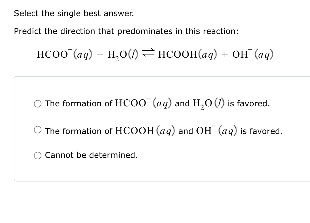 Solved Select the single best answer.Predict the direction | Chegg.com