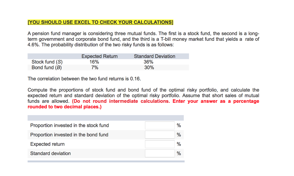 Solved YOU SHOULD USE EXCEL TO CHECK YOUR CALCULATIONS] A | Chegg.com