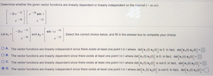 Solved Determine Whether The Given Vector Functions Are