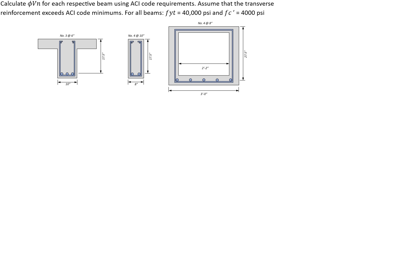 Solved Calculate φVn ﻿for each respective beam using ACl | Chegg.com