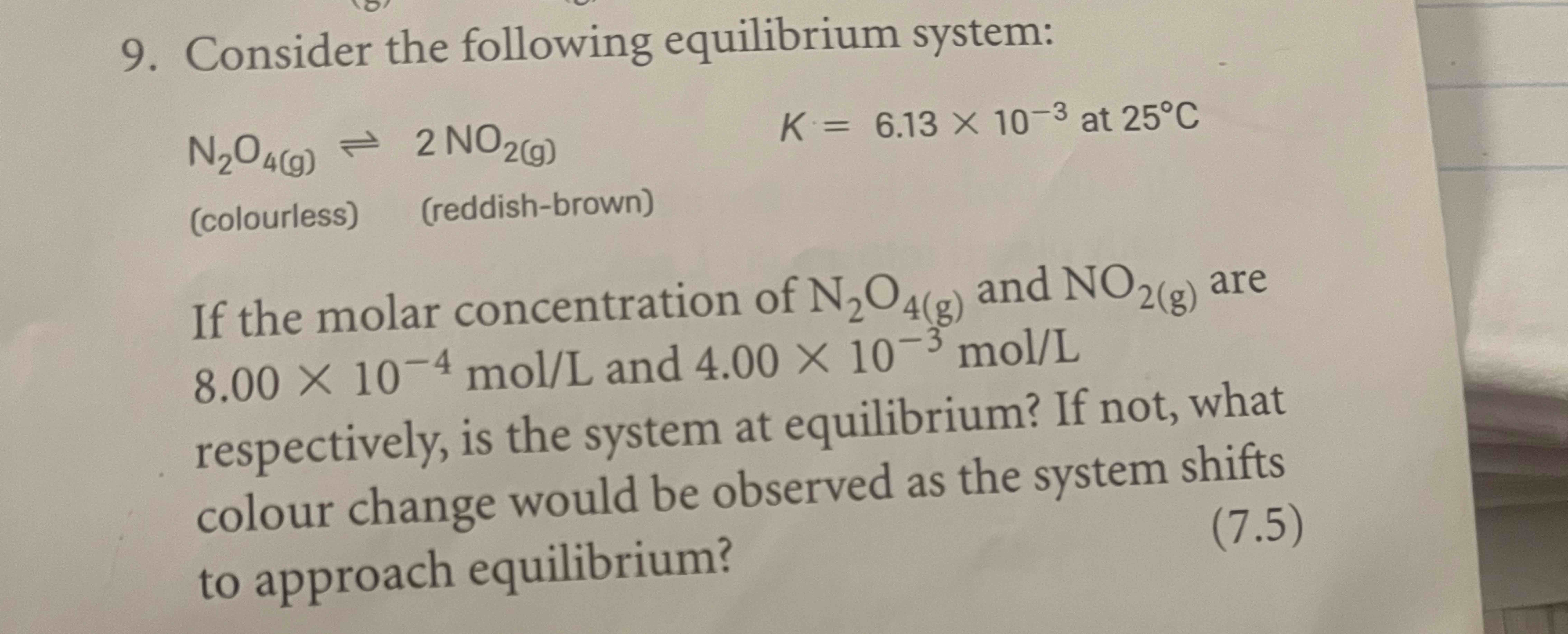 Consider the following equilibrium system:If ﻿the | Chegg.com