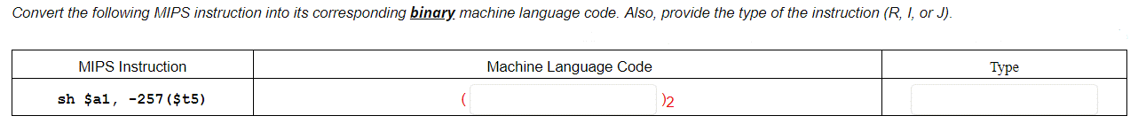 Solved Convert the following MIPS instruction into its | Chegg.com