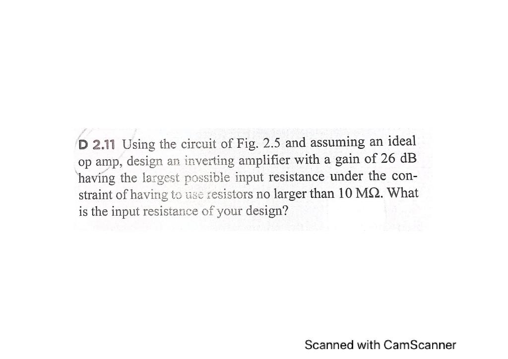 Solved R2 R 3 VI 2 vo Figure 2.5 The inverting closed-loop | Chegg.com