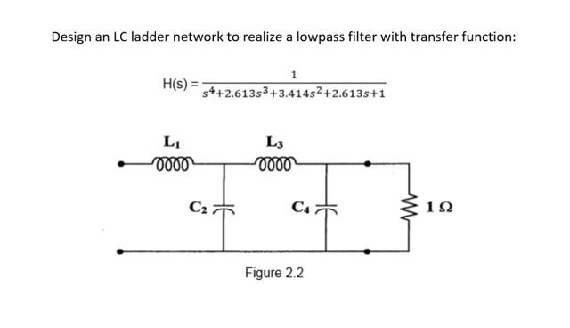 Solved Design an LC ladder network to realize a lowpass | Chegg.com