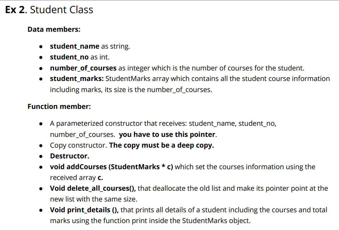 Solved Ex 1. StudentMarks Class Define and implement a class | Chegg.com Solved Ex 1. StudentMarks Class Define and implement a class | Chegg.com