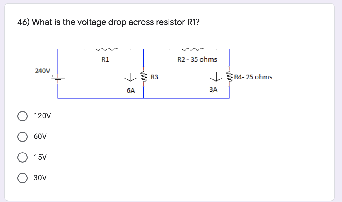 Solved 46) What is the voltage drop across resistor R1? R1 | Chegg.com