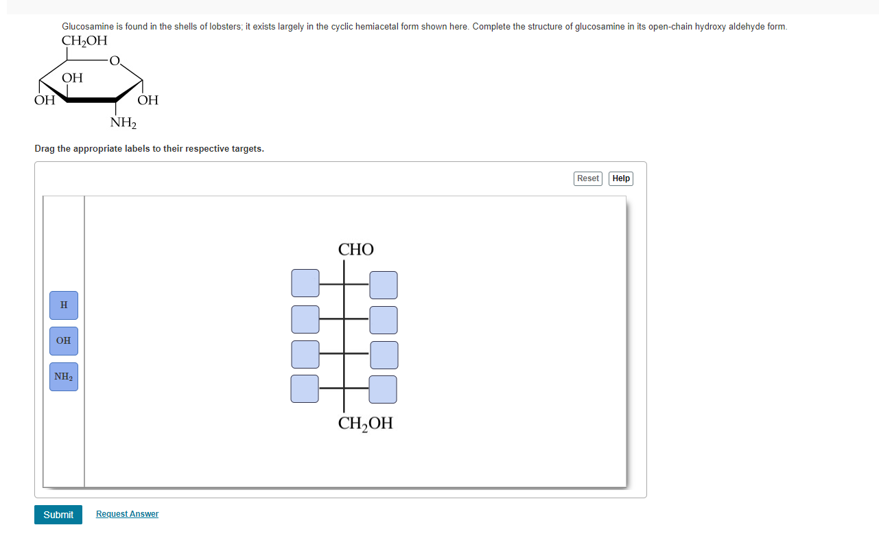 Solved . Complete the structure of glucosamine in its | Chegg.com