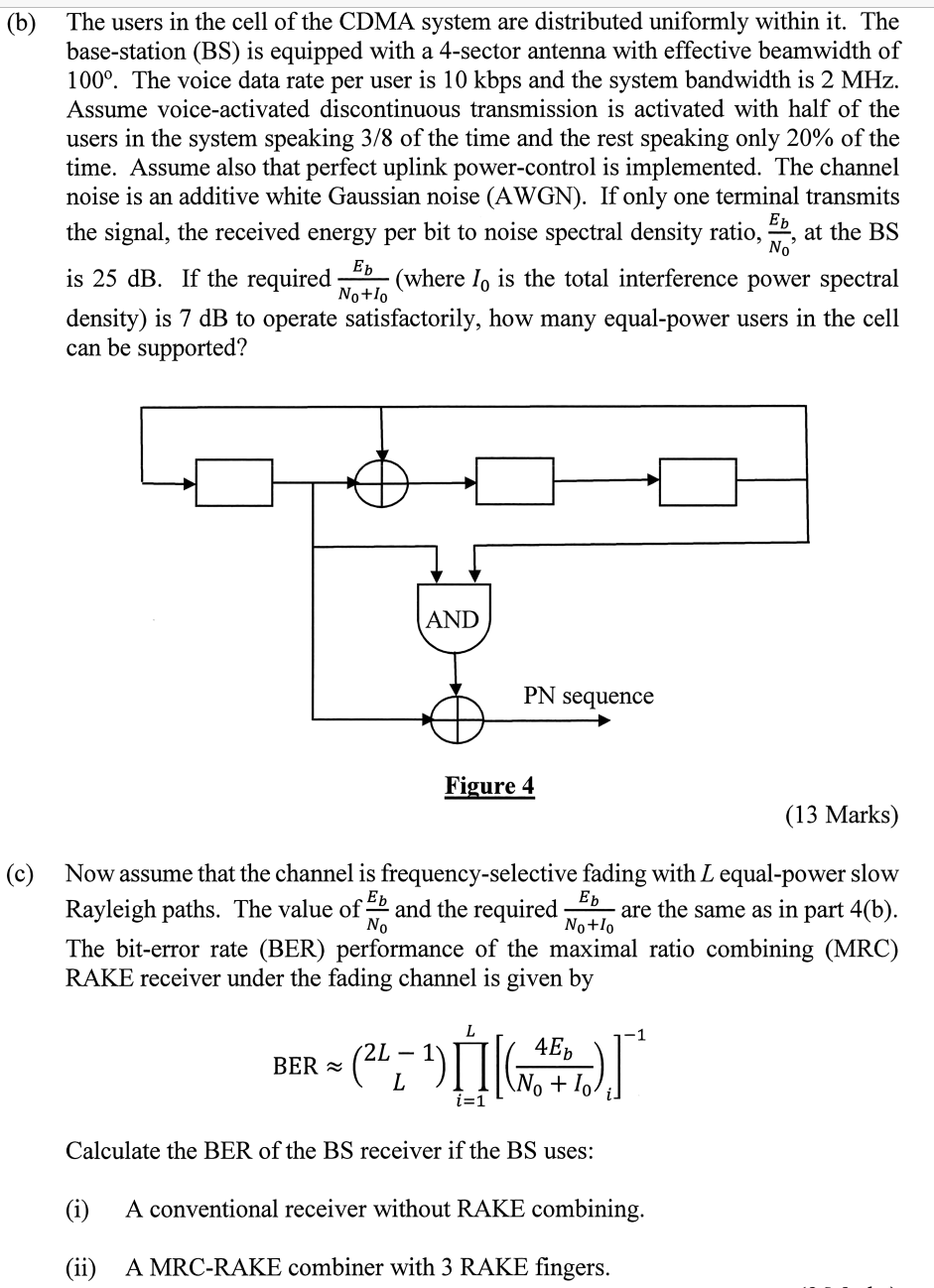 Solved Consider A Direct Sequence Single Cell Cdma Uplink