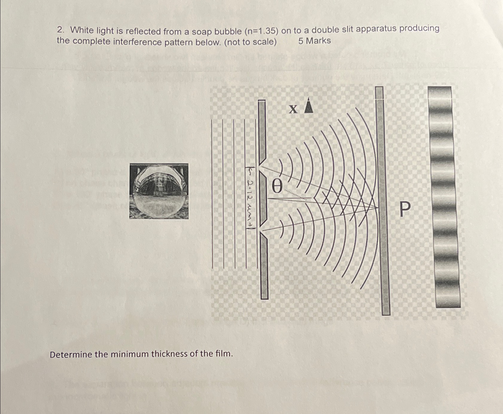 Solved White light is reflected from a soap bubble (n | Chegg.com