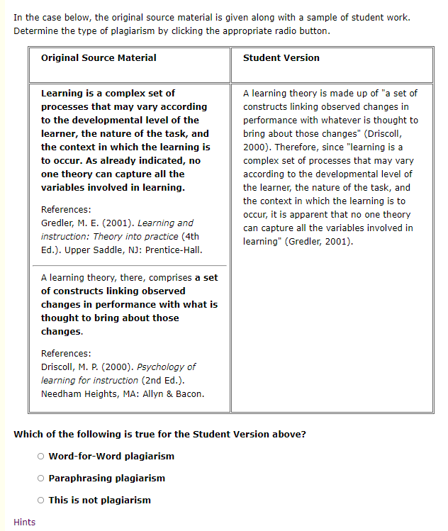 Solved In the case below, the original source material is | Chegg.com