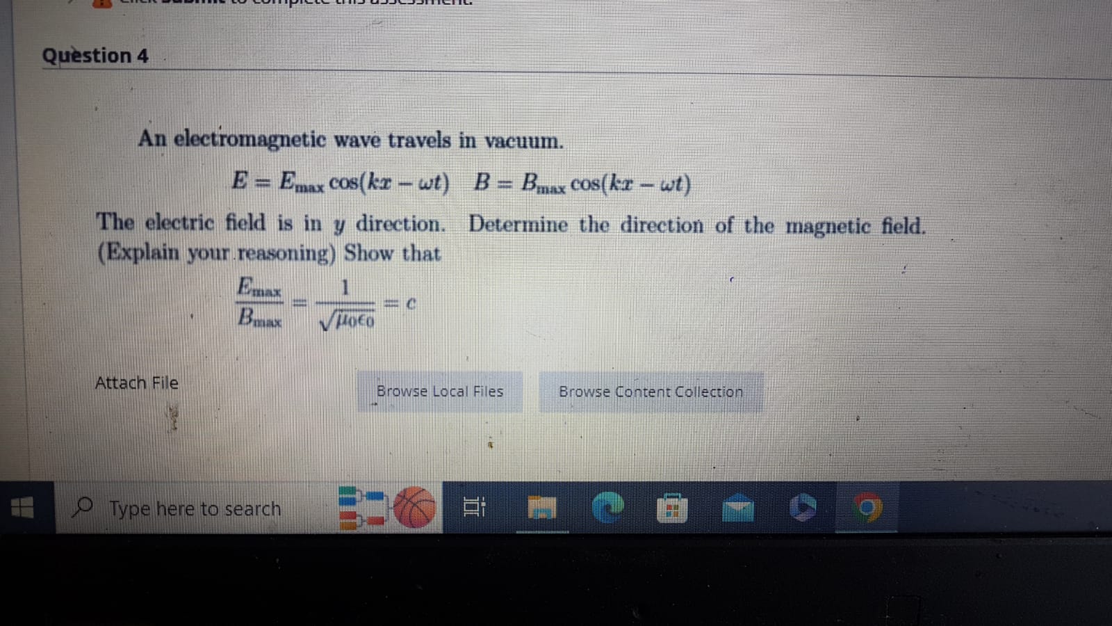 Solved An electromagnetic wave travels in vacuum. | Chegg.com