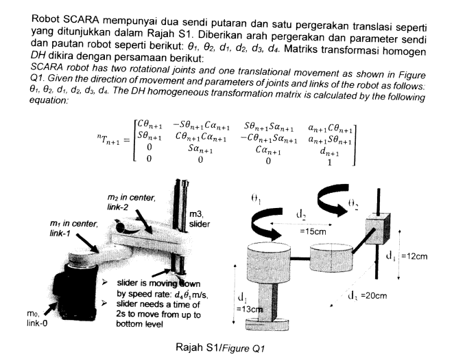 Solved Robot SCARA mempunyai dua sendi putaran dan satu | Chegg.com