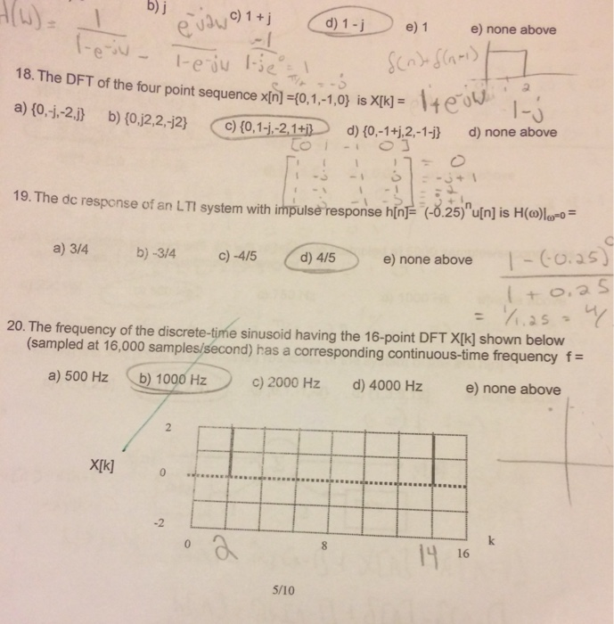 Solved 1 e)1 e) none above 18. The DFT of the four point | Chegg.com