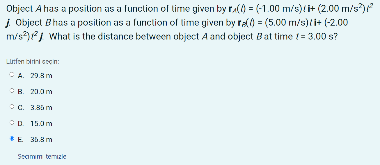 Solved Object A has a position as a function of time given | Chegg.com