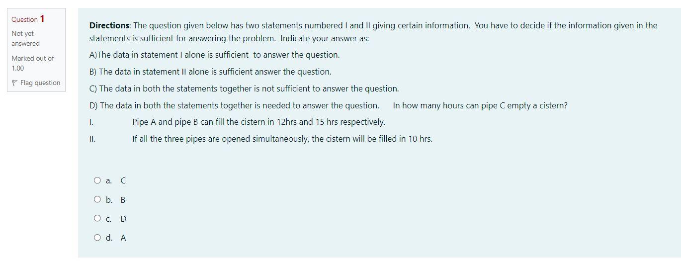 Solved Question 1 Not yet answered Marked out of 1.00 Flag | Chegg.com