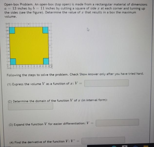 Solved Open-box Problem. An open-box (top open) is made from | Chegg.com