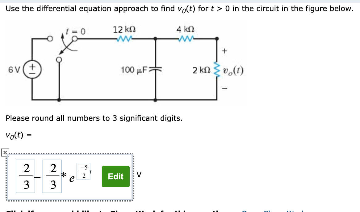 Solved Use the differential equation approach to find volt) | Chegg.com