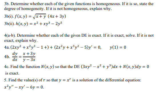 Solved 3b. Determine whether each of the given functions is | Chegg.com