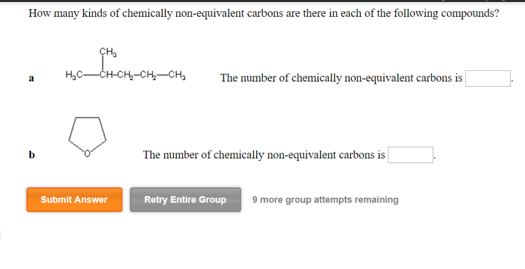 Solved How many kinds of chemically non-equivalent carbons | Chegg.com