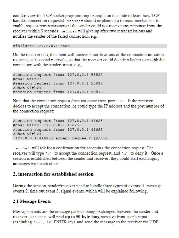 Project 1: Chat Application Project Description A | Chegg.com