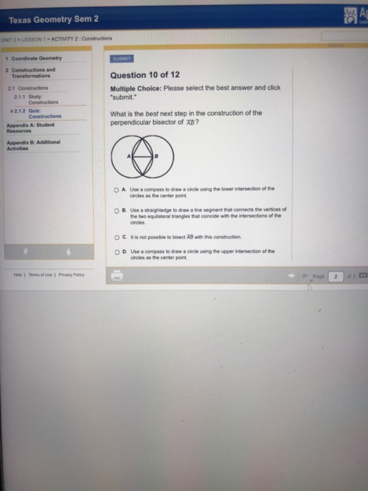 Solved Texas Geometry Sem 2 UNIT 2 LESSON 1 ACTIVITY 2: | Chegg.com