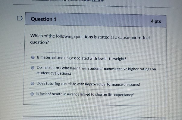 Solved Question 1 4 pts Which of the following questions is | Chegg.com