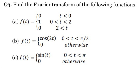 Solved Q3. Find the Fourier transform of the following | Chegg.com