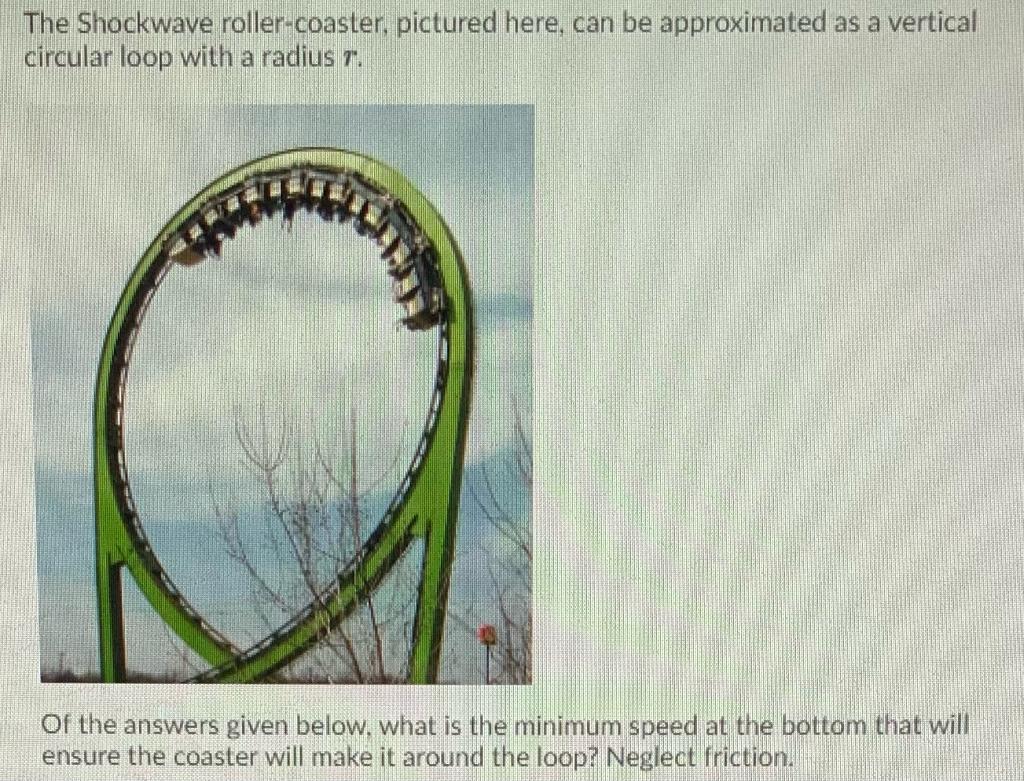 Solved The Shockwave roller-coaster, pictured here, can be | Chegg.com