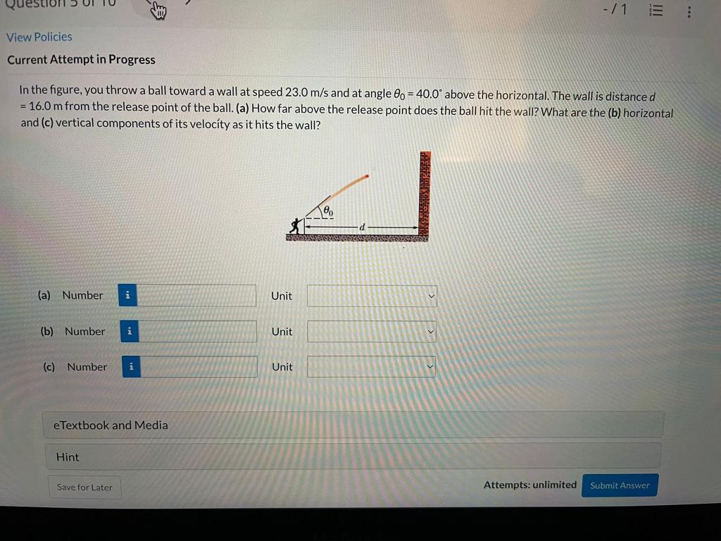 Solved In the figure, you throw a ball toward a wall at | Chegg.com