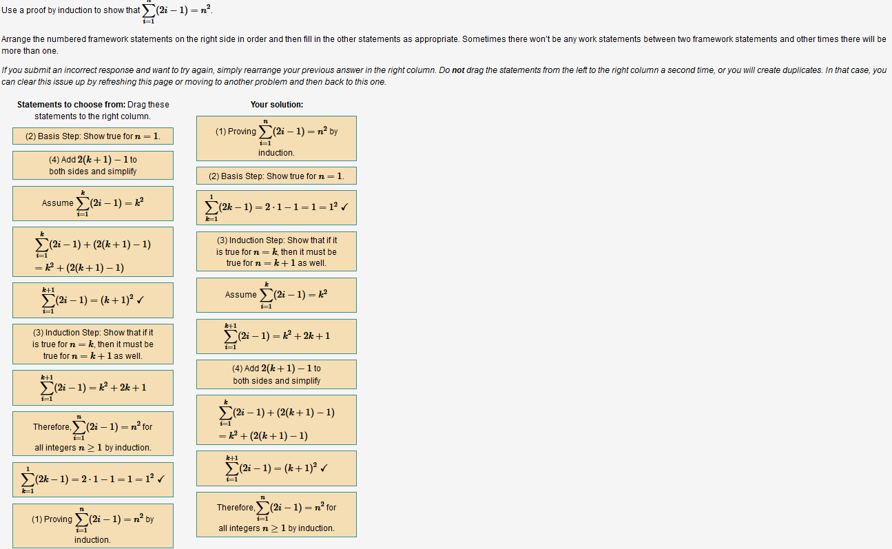 Solved Proof by induction. PLEASE ONLY REARRANGE THE STEPS | Chegg.com