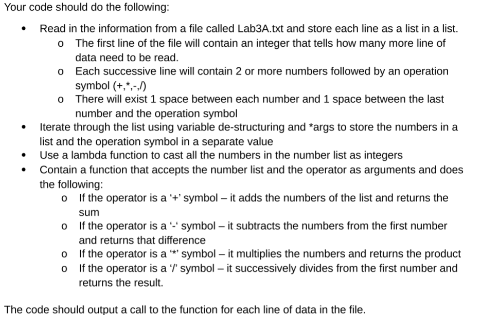 Solved . 0 0 . Your code should do the following: Read in | Chegg.com