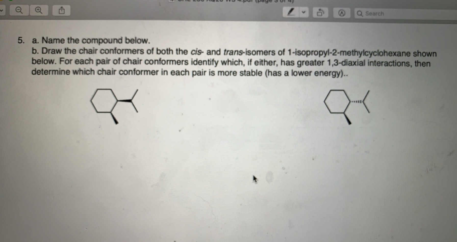 Solved Search 5. a. Name the compound below. b. Draw the | Chegg.com