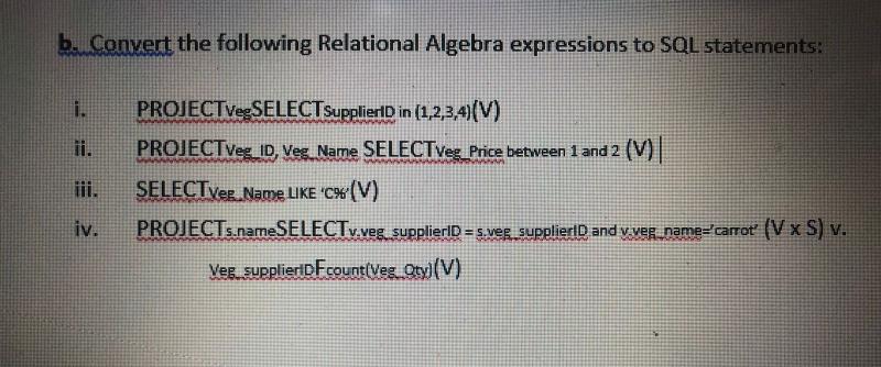 Solved Convert the following Relational Algebra expressions | Chegg.com